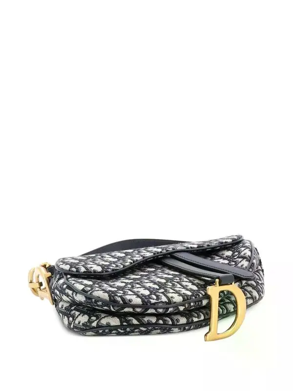 Dior Saddle Handbag With Oblique Canvas And Shoulder Strap