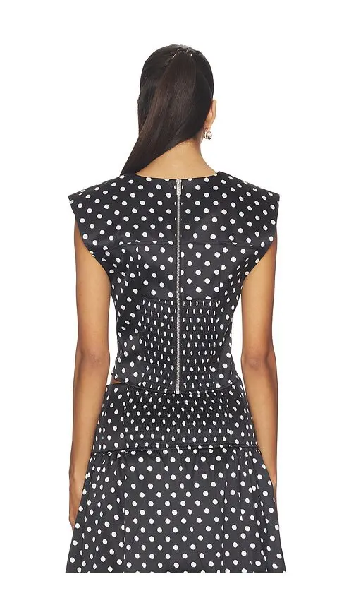 GANNI Printed Double Satin Corset Top - Black