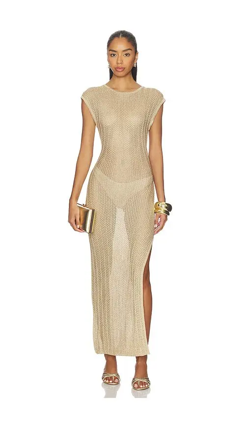 white christmas dresses Retrofete Thelma Crochet Dress in BEIGE. Size Xs main image 0