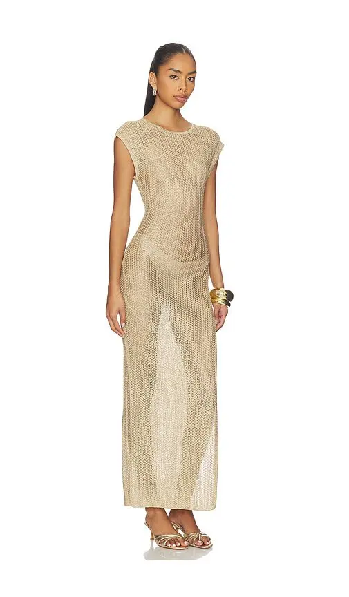 La Porte Nell Dress in Metallic Gold - size L