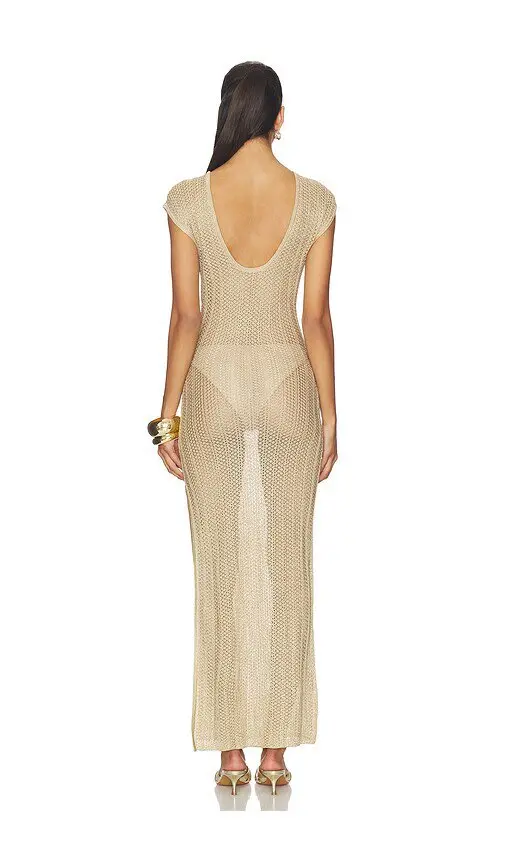 knitted gold dress Natalia Fedner LIGHT GOLD SPARKLY KNIT MAXI DRESS main image 0