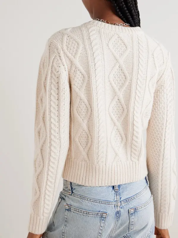 FRAME Cable-knit Cashmere Cardigan - Neutrals