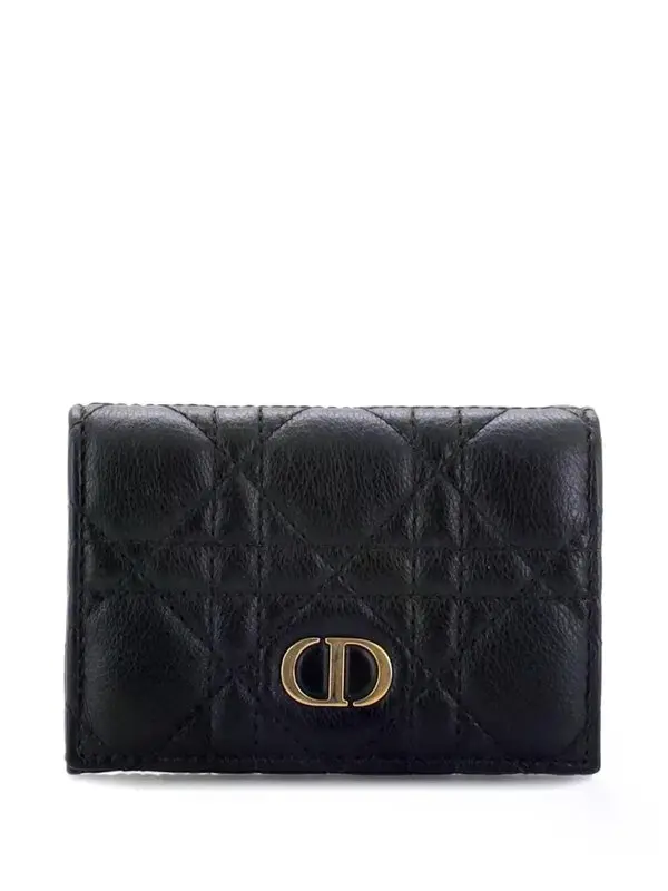 Dior Caro Wallet Cannage Calfskin Xs Small Wallets - Black