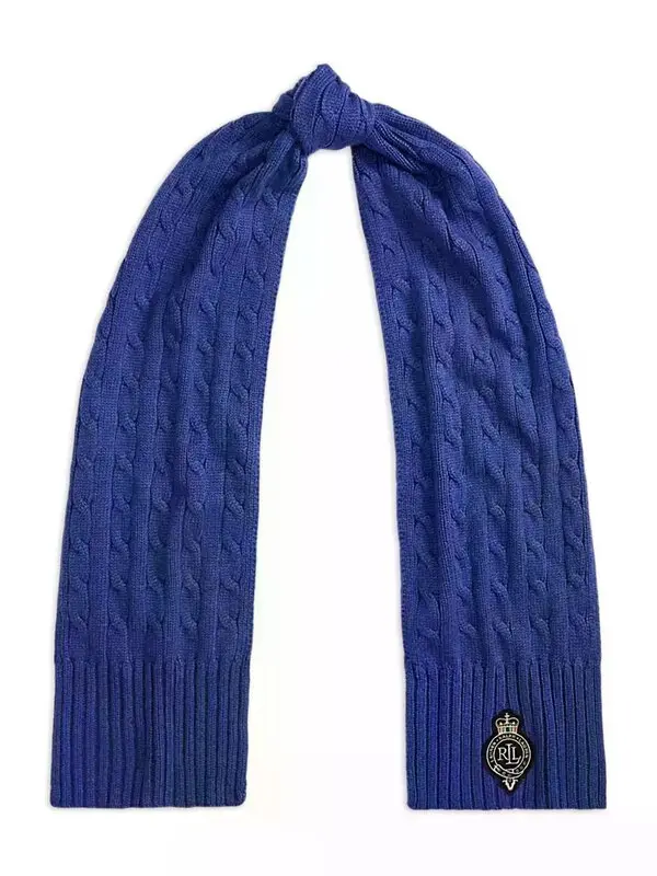 Ralph Lauren Ribbed Logo Scarf - Blue
