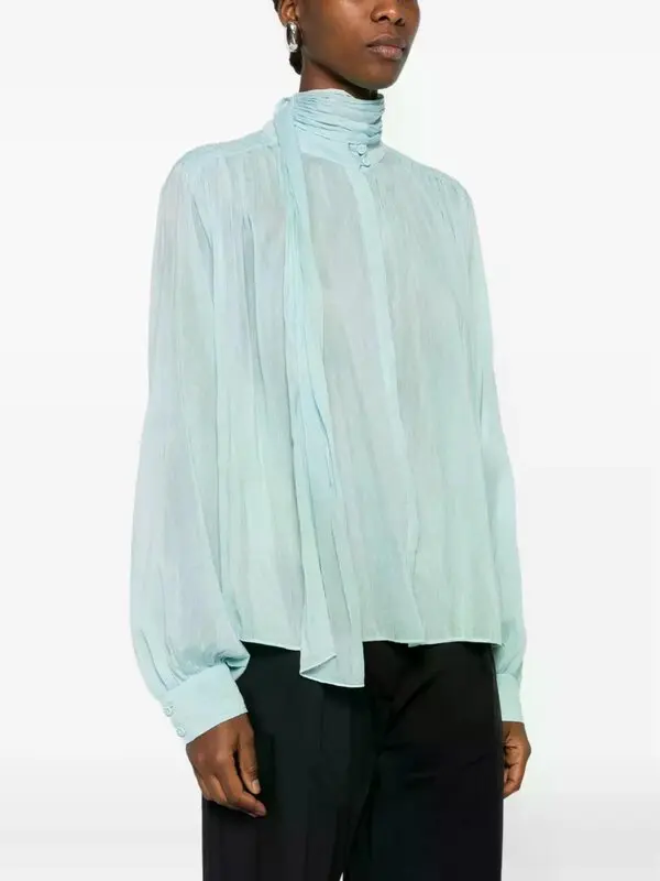 FORTE_FORTE Tie-neck Long-sleeve Blouse