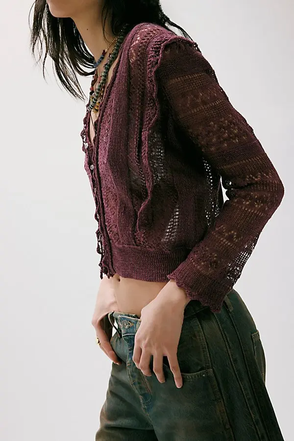 Free People Serendipity Knit Cardigan - Precious Wine