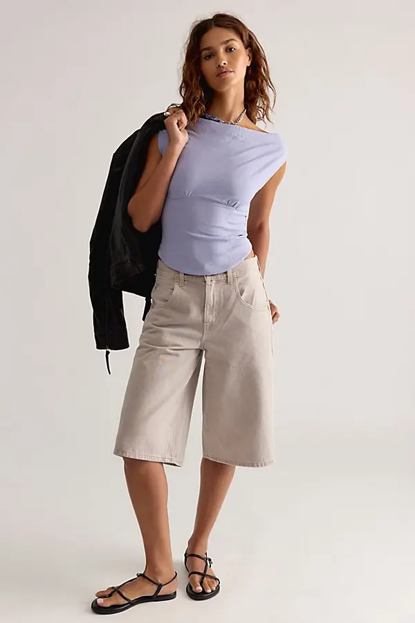 Free People Harper Off-shoulder Knit Top - Frosted Violet