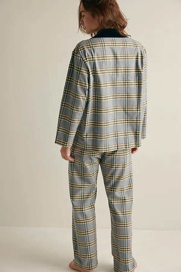 Sleeper Checked Cotton-flannel Set