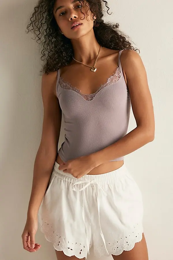 Free People Intimately Lace Cami - Mushroom