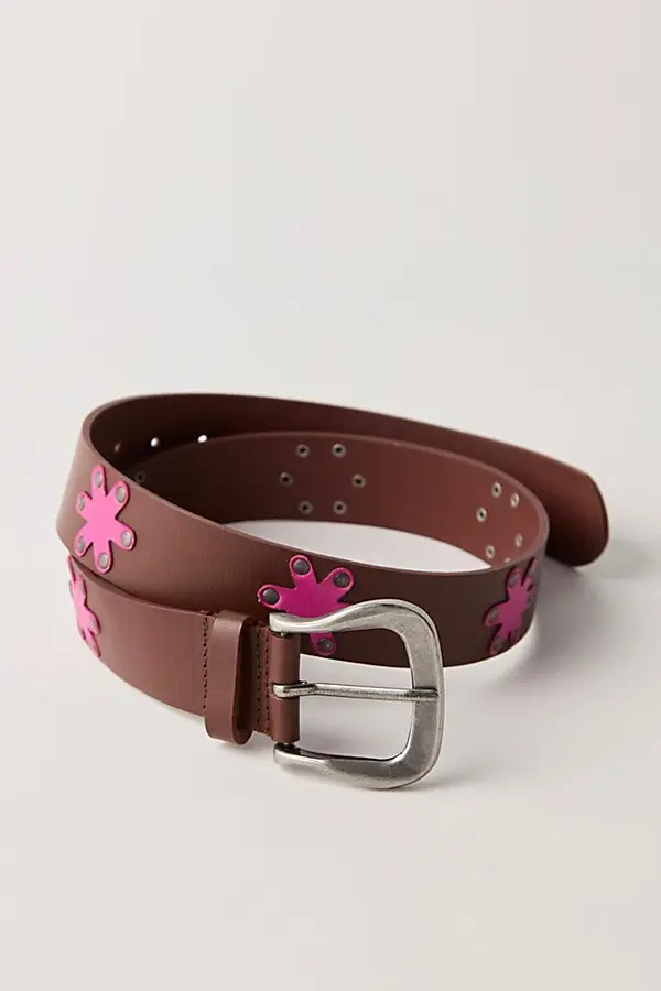 Free People Sonny Studded Leather Belt - Flower Power