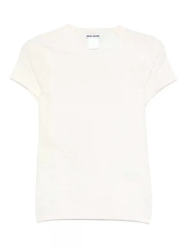 Dkny Logo-jacquard T-shirt - Neutrals