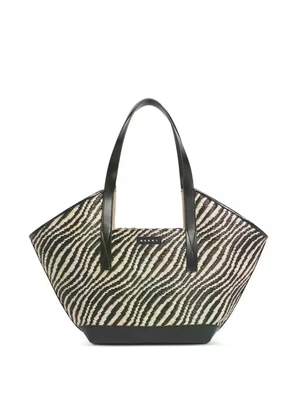 Marni Small Raffia-effect Tote Bag - Black