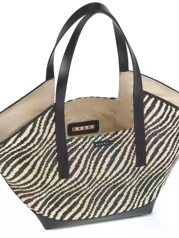 Marni Small Raffia-effect Tote Bag - Black