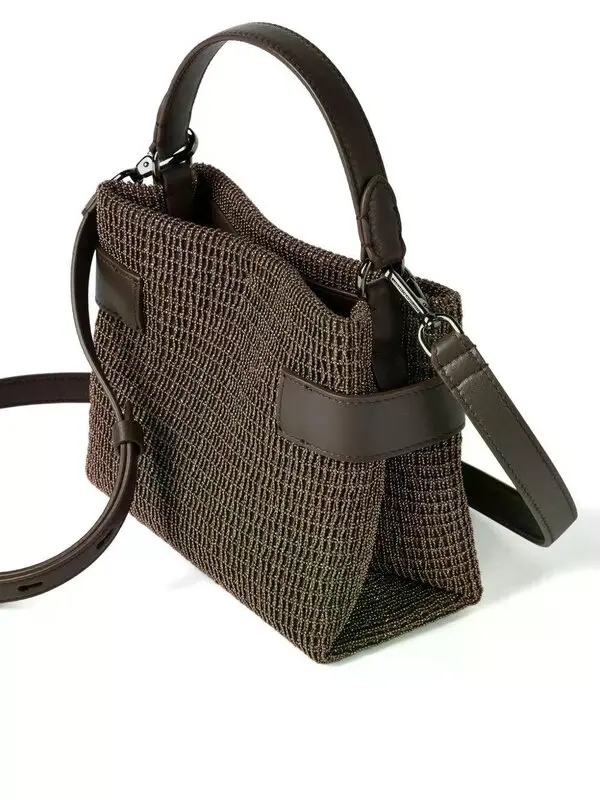 Brunello Cucinelli Small Essence Net-embroidered Tote - Brown