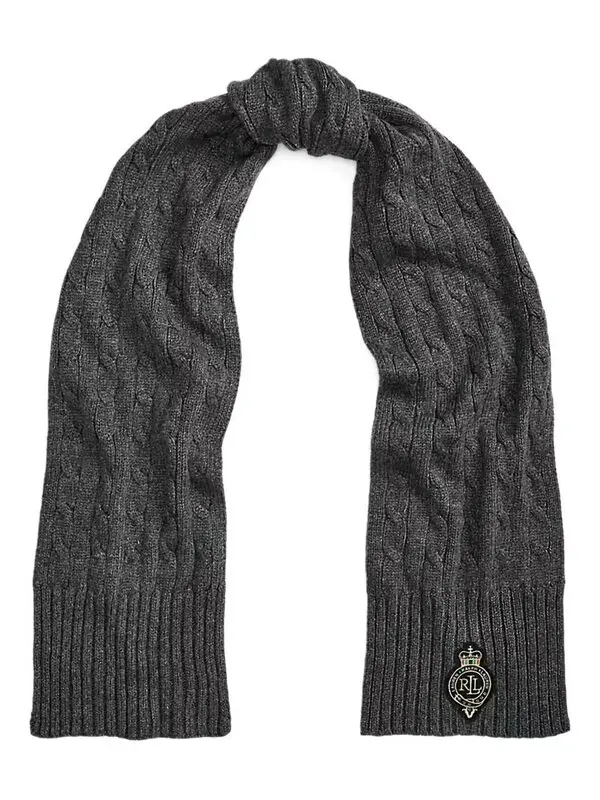 Ralph Lauren Cable-knit Logo-patch Scarf