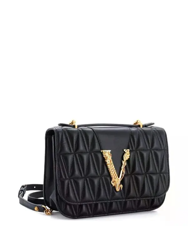 Versace Virtus Flap Quilted Leather Shoulder Bag