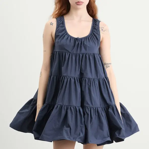 Cecilie Bahnsen Aino Dress In Ripstop - Navy