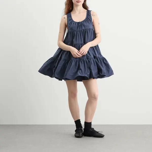 Cecilie Bahnsen Aino Dress In Ripstop - Navy
