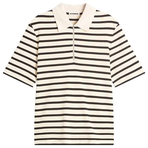 JIL SANDER Stripe Short Sleeve Polo - Bluejay