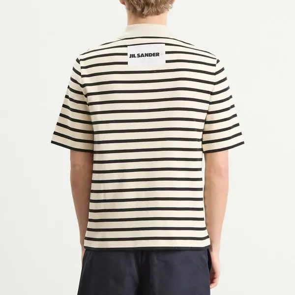 JIL SANDER Stripe Short Sleeve Polo - Bluejay