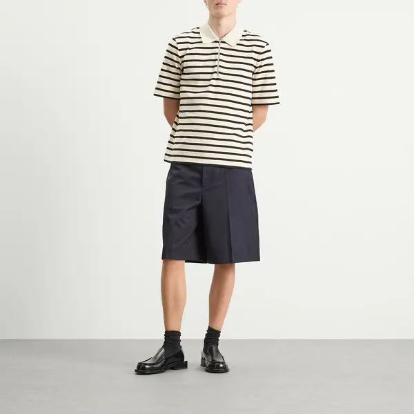JIL SANDER Stripe Short Sleeve Polo - Bluejay
