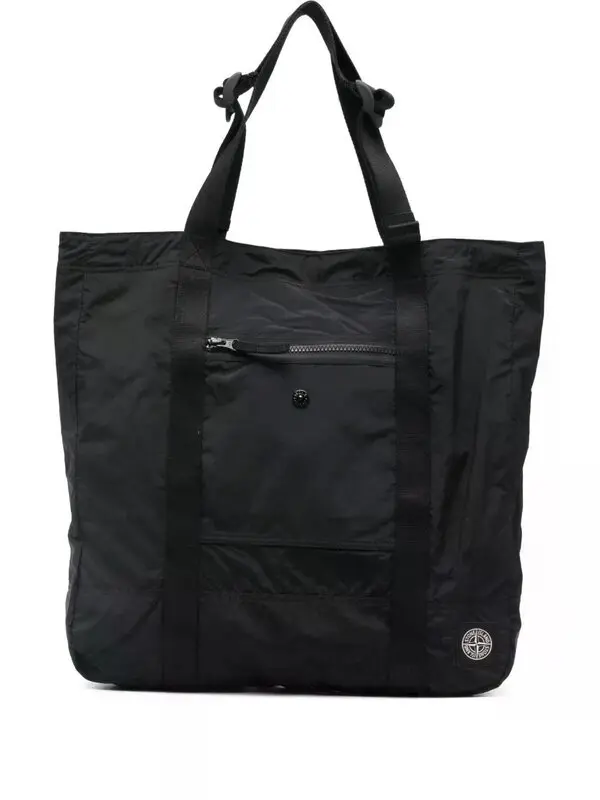 Stone Island Logo-patch Tote Bag - Black