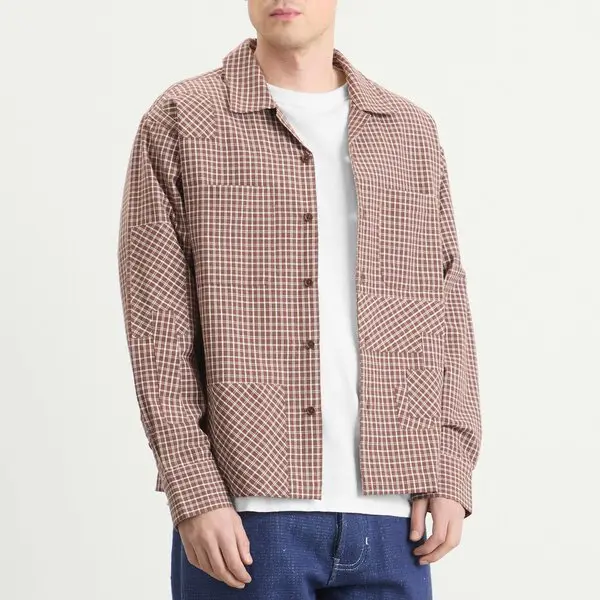STORY MFG. Patchwork Check Long Sleeve Shirt
