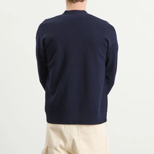 Drole De Monsieur Rose Slogan Merino Wool Cardigan - Navy