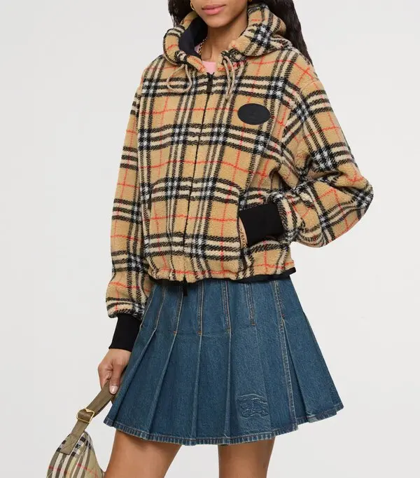 Burberry Wool-blend Fleece Check Hoodie