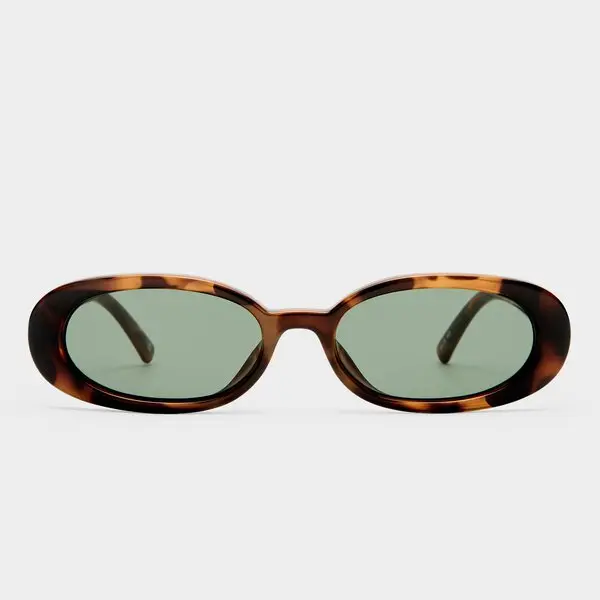 Le Specs Outta Love Oval Sunglasses - Tort Green