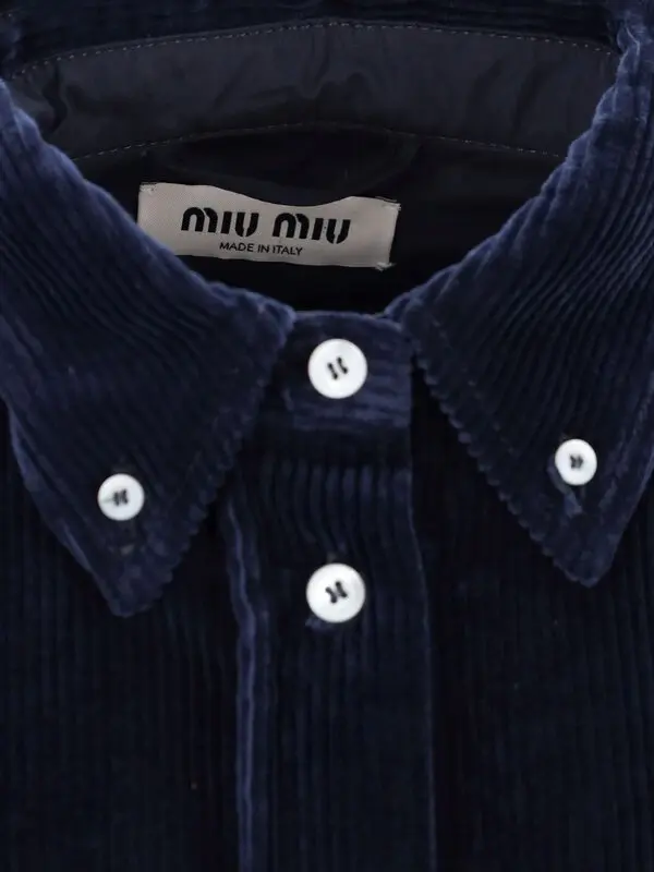 Miu Miu Logo Corduroy Shirt - Blue