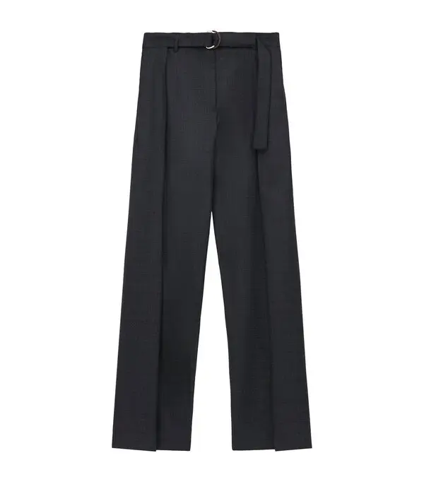 Loewe Wool Check Belted Trousers - Grey