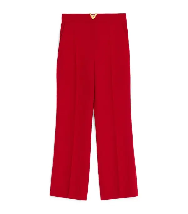 Valentino Garavani Virgin Wool Vlogo Flare Trousers - Red