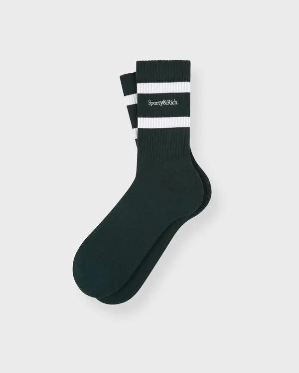 SPORTY & RICH Socks With Embroidered Logo - Vit,grön