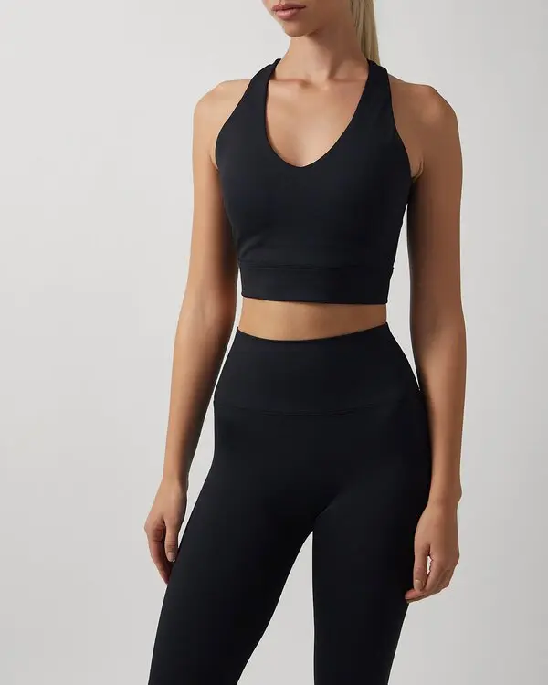 SISTERLY TRIBE Top Oftculpt V-neck Cro Back - Black