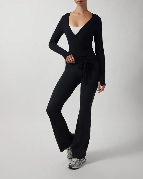 SISTERLY TRIBE Soft Ballet Wrap Top - Black