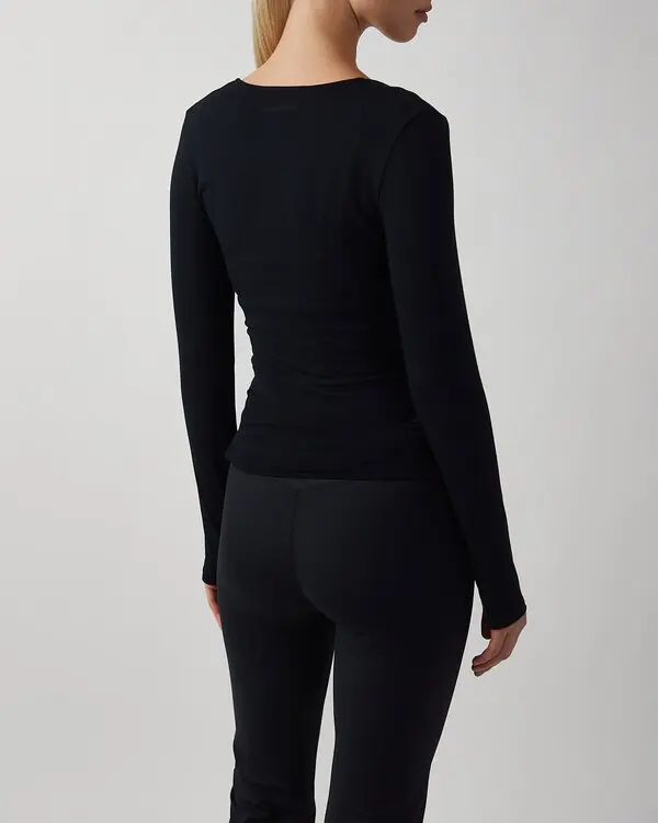 SISTERLY TRIBE Soft Ballet Wrap Top - Black