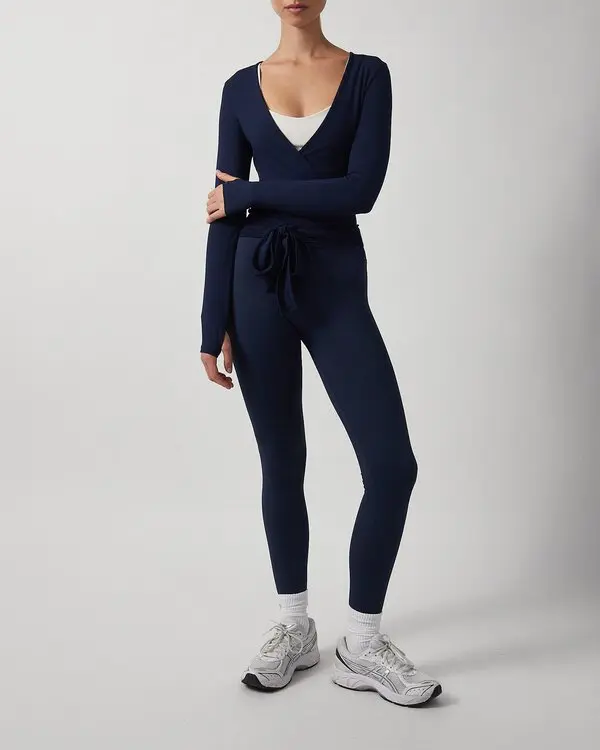 SISTERLY TRIBE Soft Ballet Wrap Top - Navy
