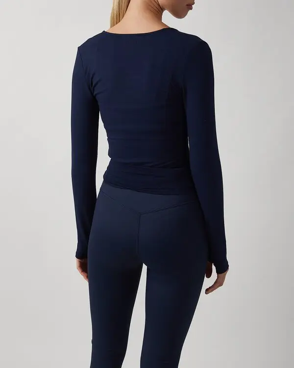 SISTERLY TRIBE Soft Ballet Wrap Top - Navy