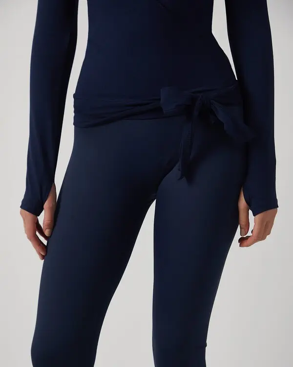 SISTERLY TRIBE Soft Ballet Wrap Top - Navy
