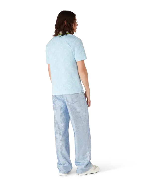 Casablanca Pale Jacquard Short Sleeve Jacquard Polo Shirt - Blue