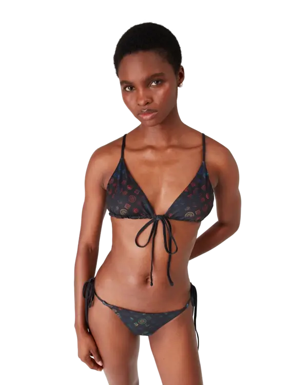 Casablanca Monogram String Triangle Bikini Top - Multicolor