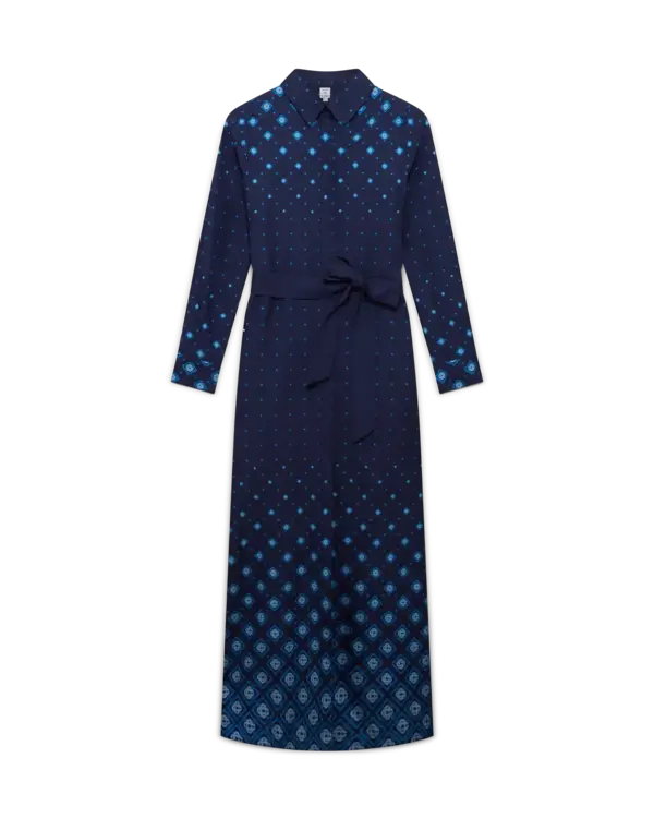 Casablanca Gradient Silk Shirt Dress - Multicolor