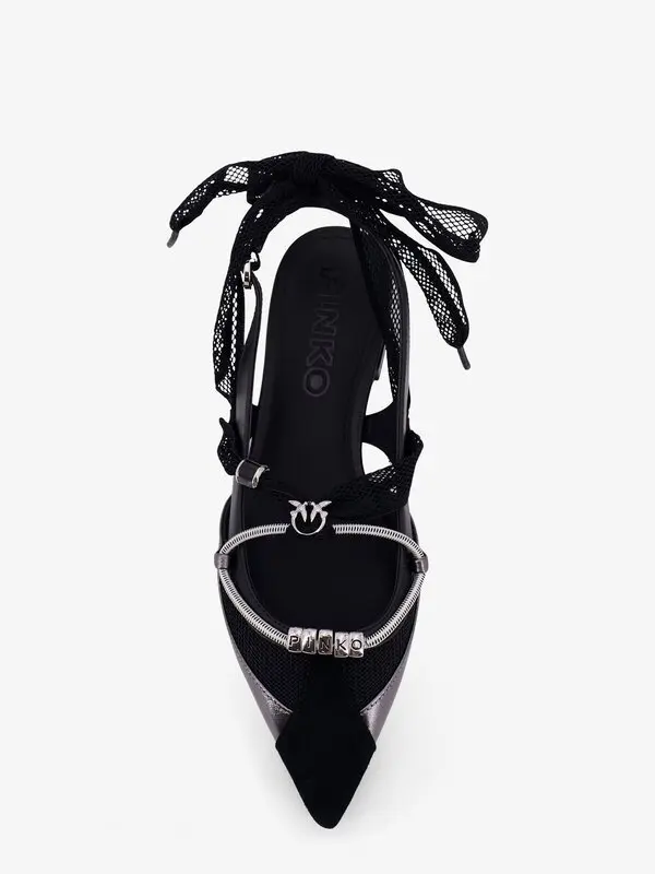 Pinko Gianira Leather With Suede Inserts Slingback Flats