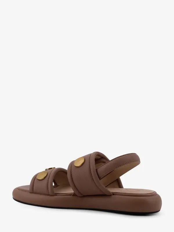 Pinko Fiona Flat Leather Sandals - Brown