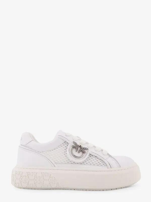 Pinko Yoko Leather Sneakers With Mesh Inserts