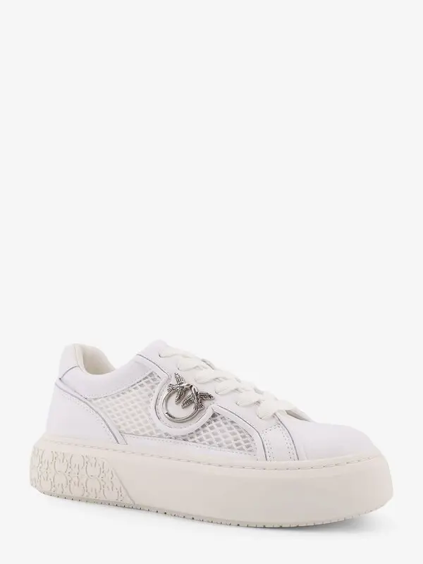 Pinko Yoko Leather Sneakers With Mesh Inserts