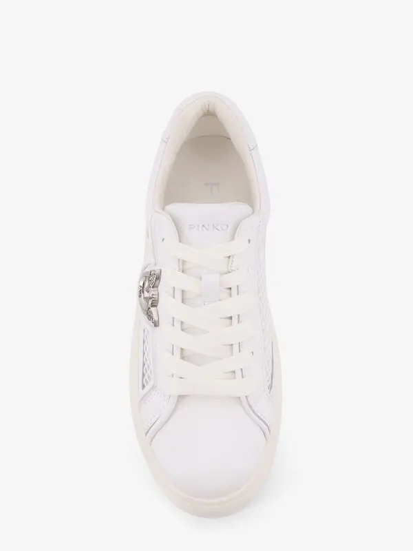 Pinko Yoko Leather Sneakers With Mesh Inserts