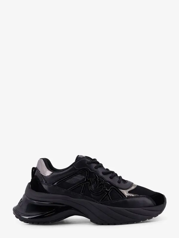 Pinko Ariel 33 Leather And Nylon Inserted Sneakers - Black