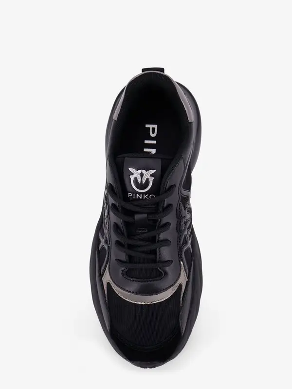 Pinko Ariel 33 Leather And Nylon Inserted Sneakers - Black